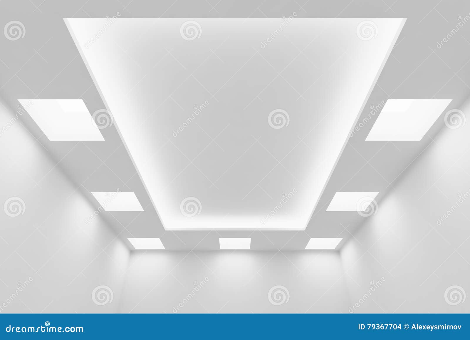 Techo Del Sitio Blanco Vacío Con Las Luces Cuadradas Stock de ...