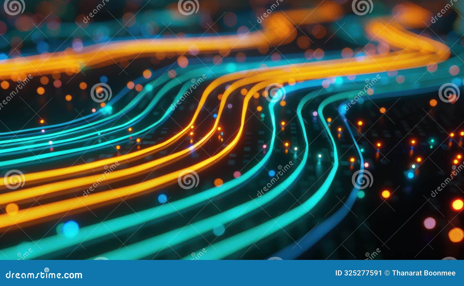Techthemed Abstract Background With Ai And Big Data Visualizations In 3d Rendering Stock