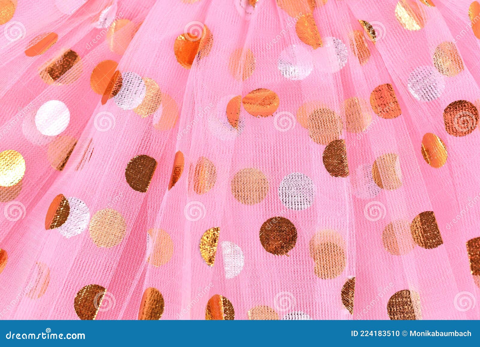 Tecido De Tula Rosa Com Pontos De Polca Dourados Foto de Stock - Imagem ...