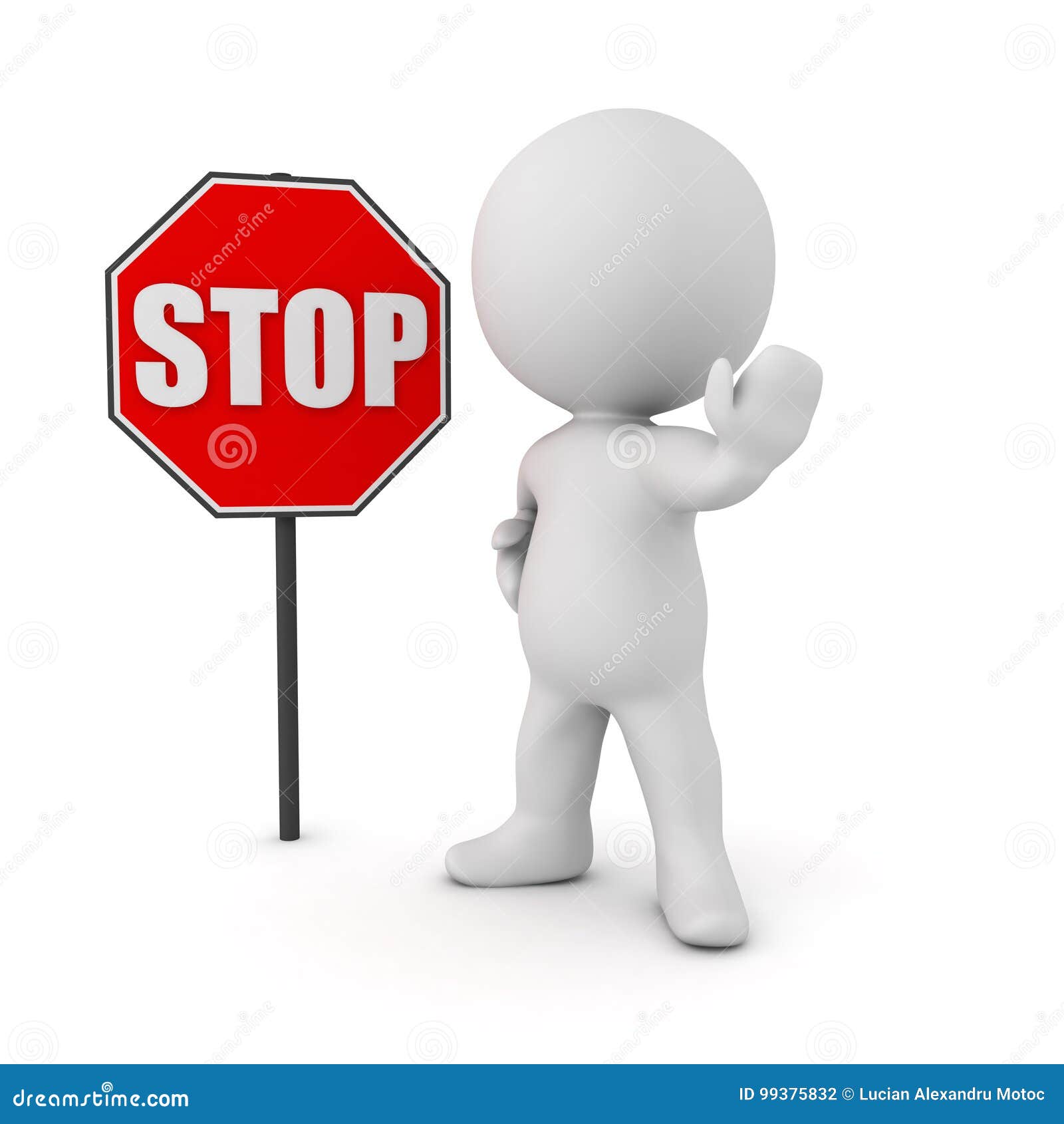 Tecken 3D Bredvid Ett Stopptecken Stock Illustrationer - Illustration ...