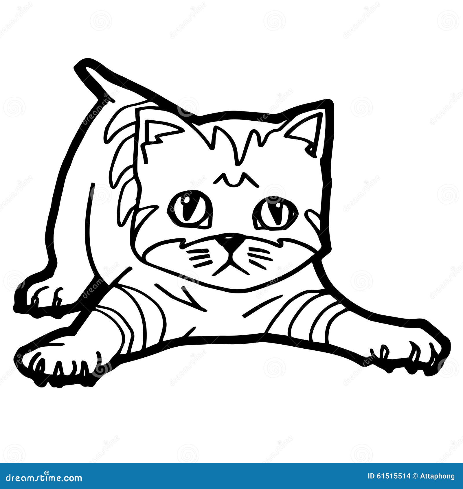Tecknad Film Cat Coloring Page Vektor Illustrationer - Illustration av ...