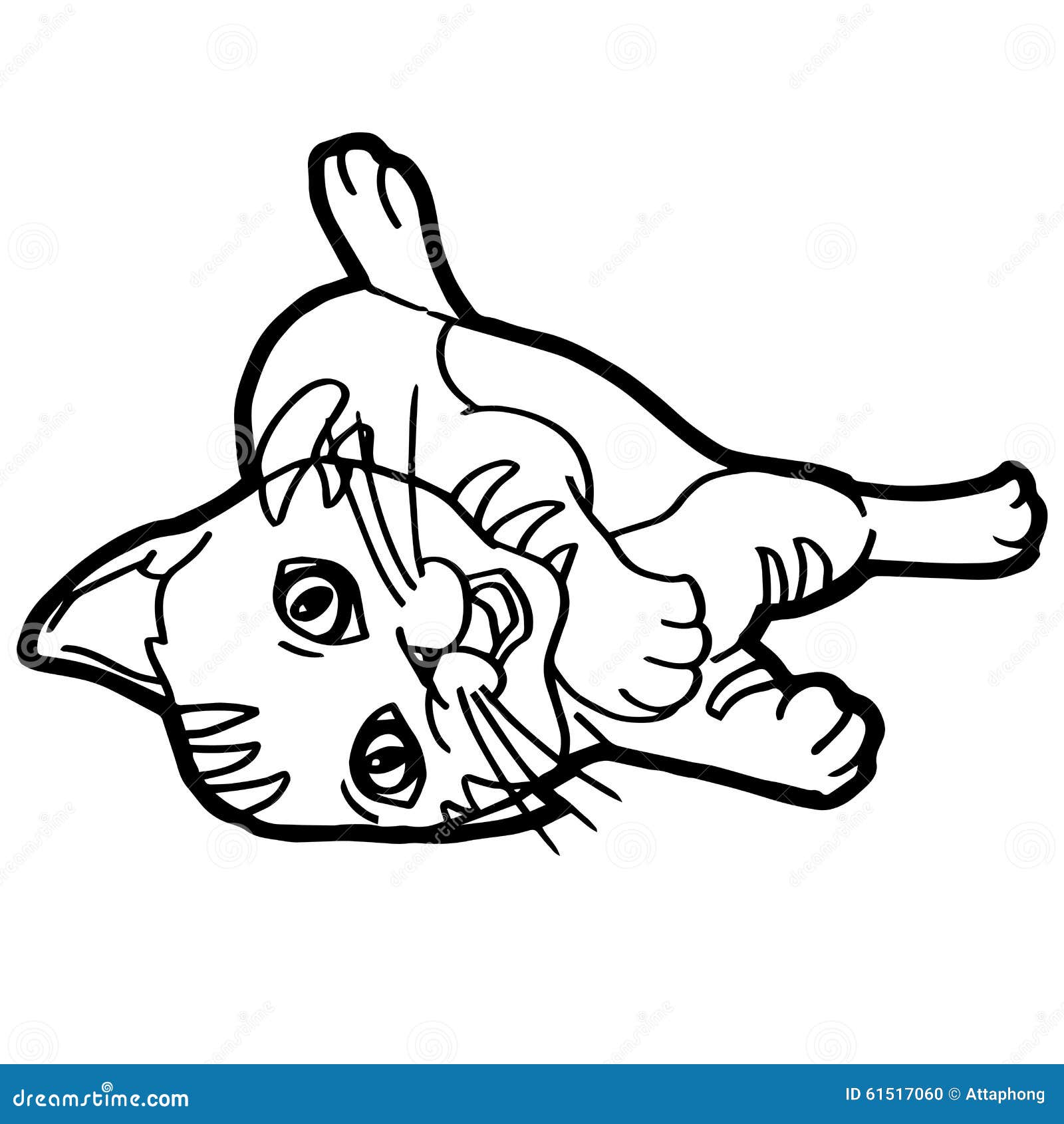 Tecknad Film Cat Coloring Page Vektor Illustrationer - Illustration av ...