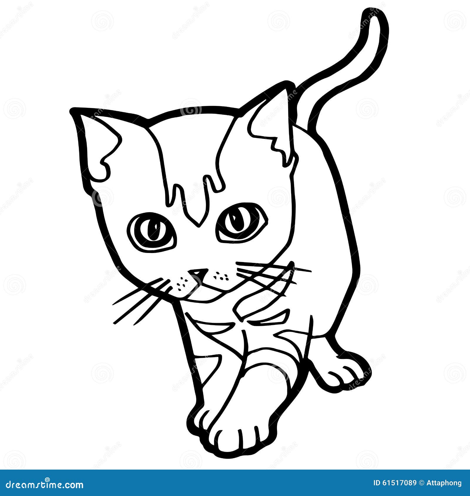 Tecknad Film Cat Coloring Page Vektor Illustrationer - Illustration av ...