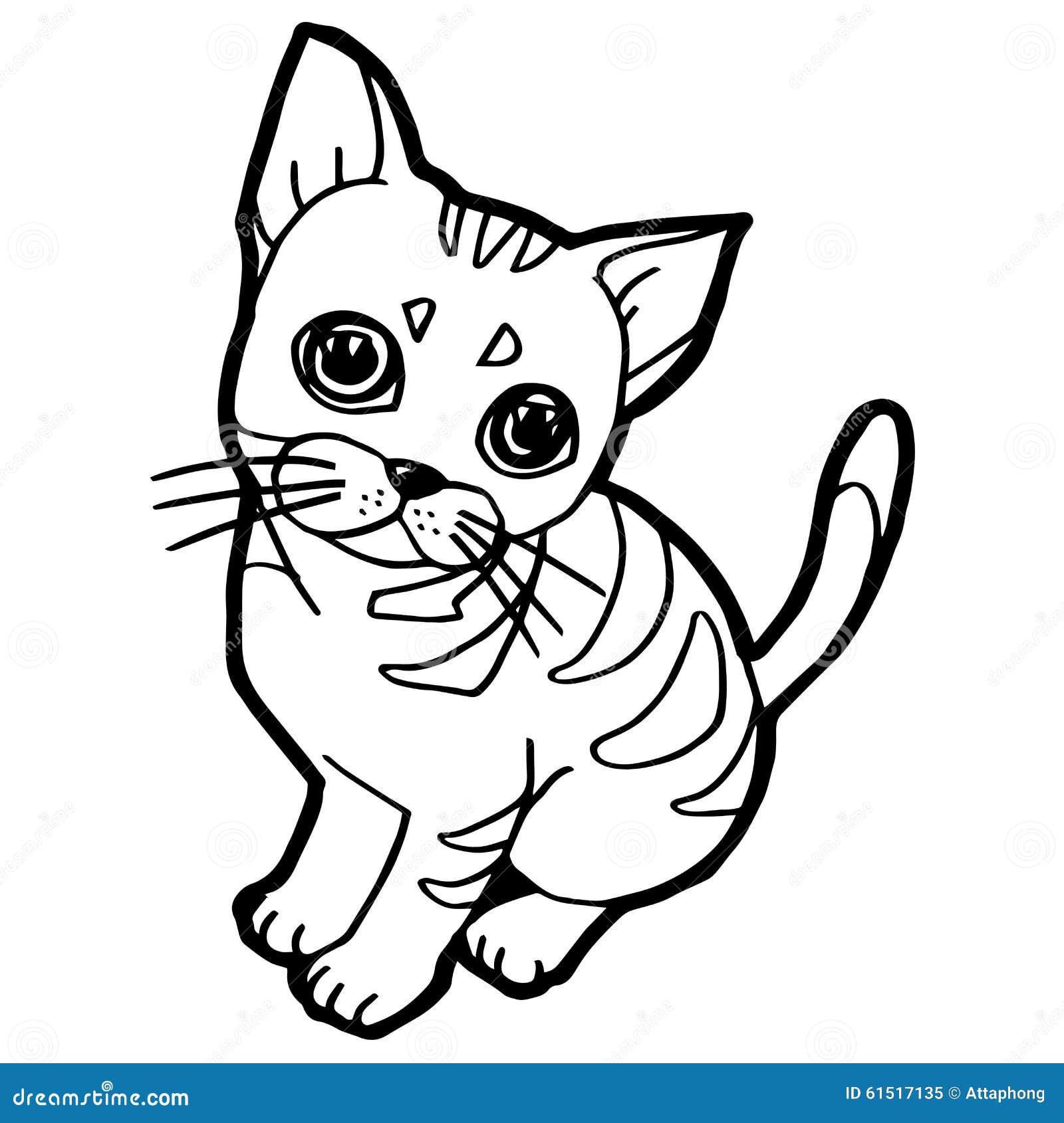 Tecknad Film Cat Coloring Page Vektor Illustrationer - Illustration av ...
