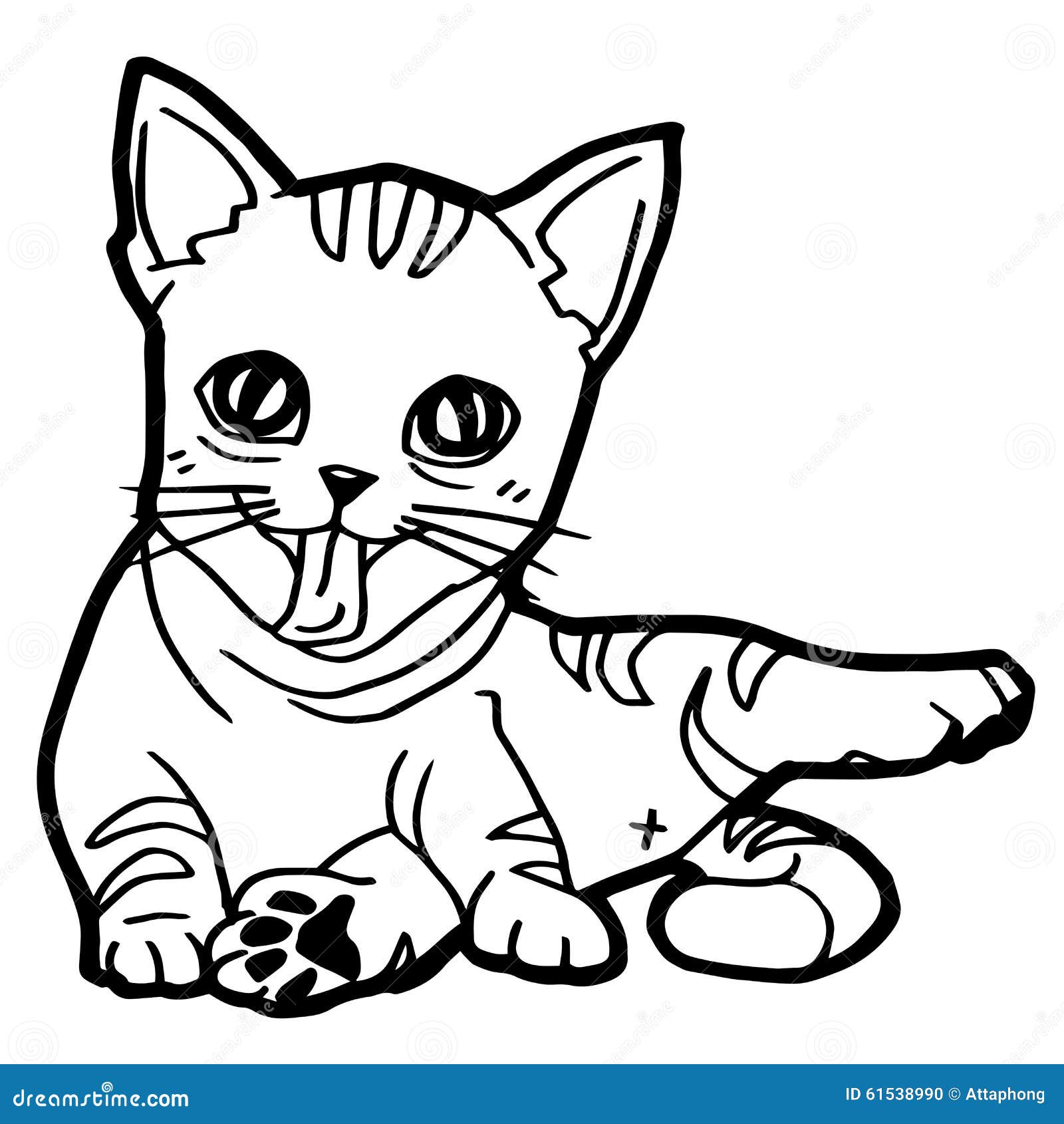 Tecknad Film Cat Coloring Page Vektor Illustrationer - Illustration av ...