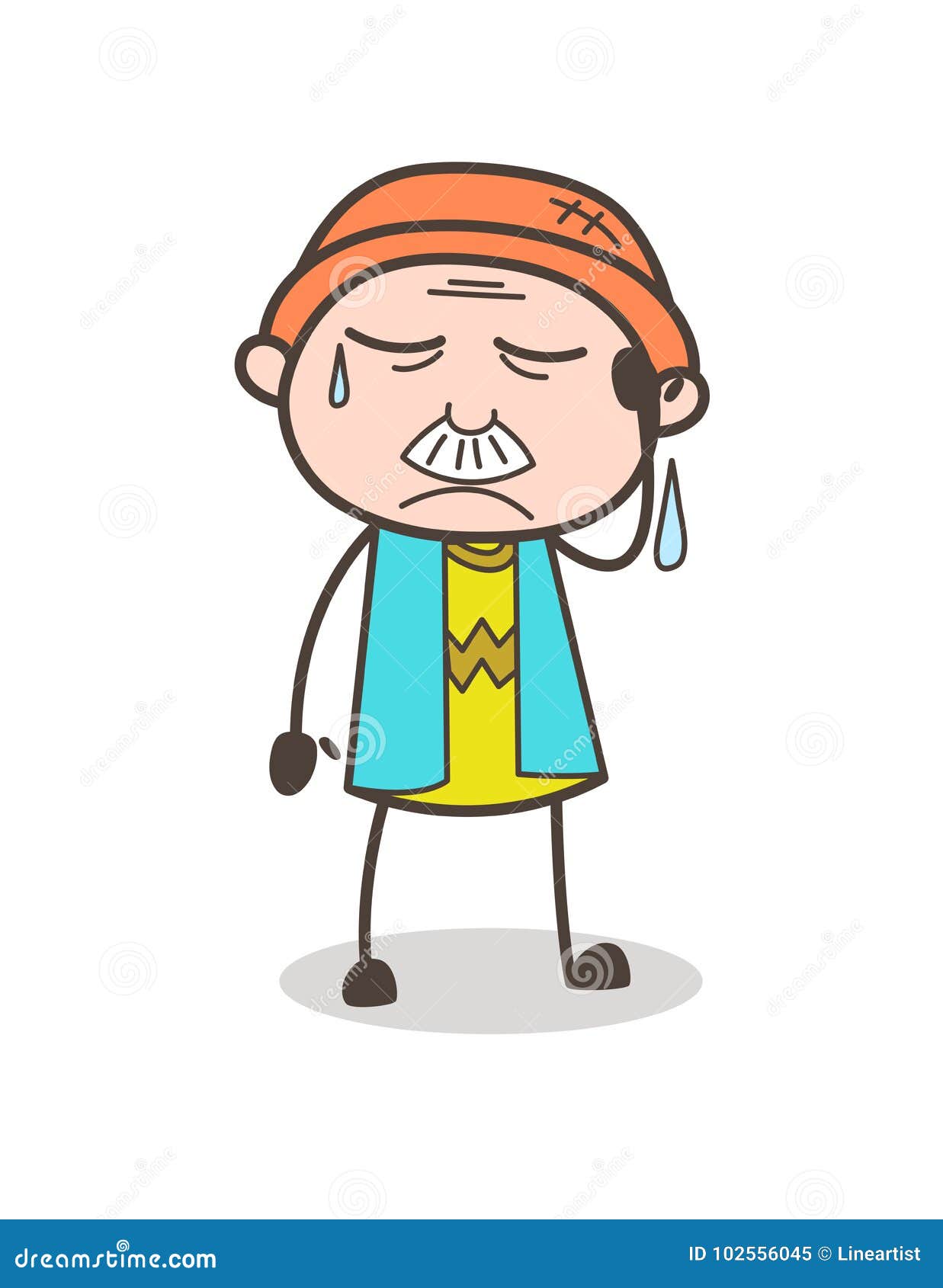 Tecknad Film Ledsna Gamla Person Vector Expression Stock Illustrationer ...