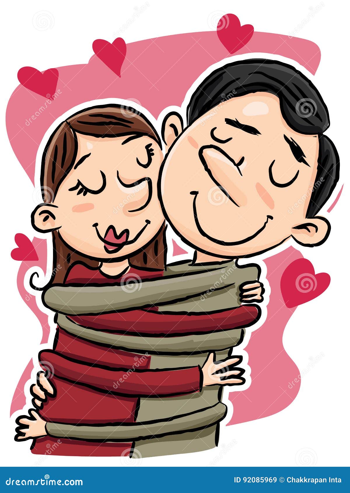 Tecknad Film Som Kramar Par Vektor Illustrationer - Illustration av ...
