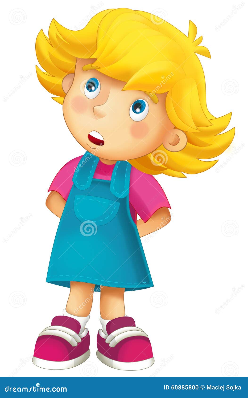 Tecknad Filmbarn - Lycklig Flicka Stock Illustrationer - Illustration ...