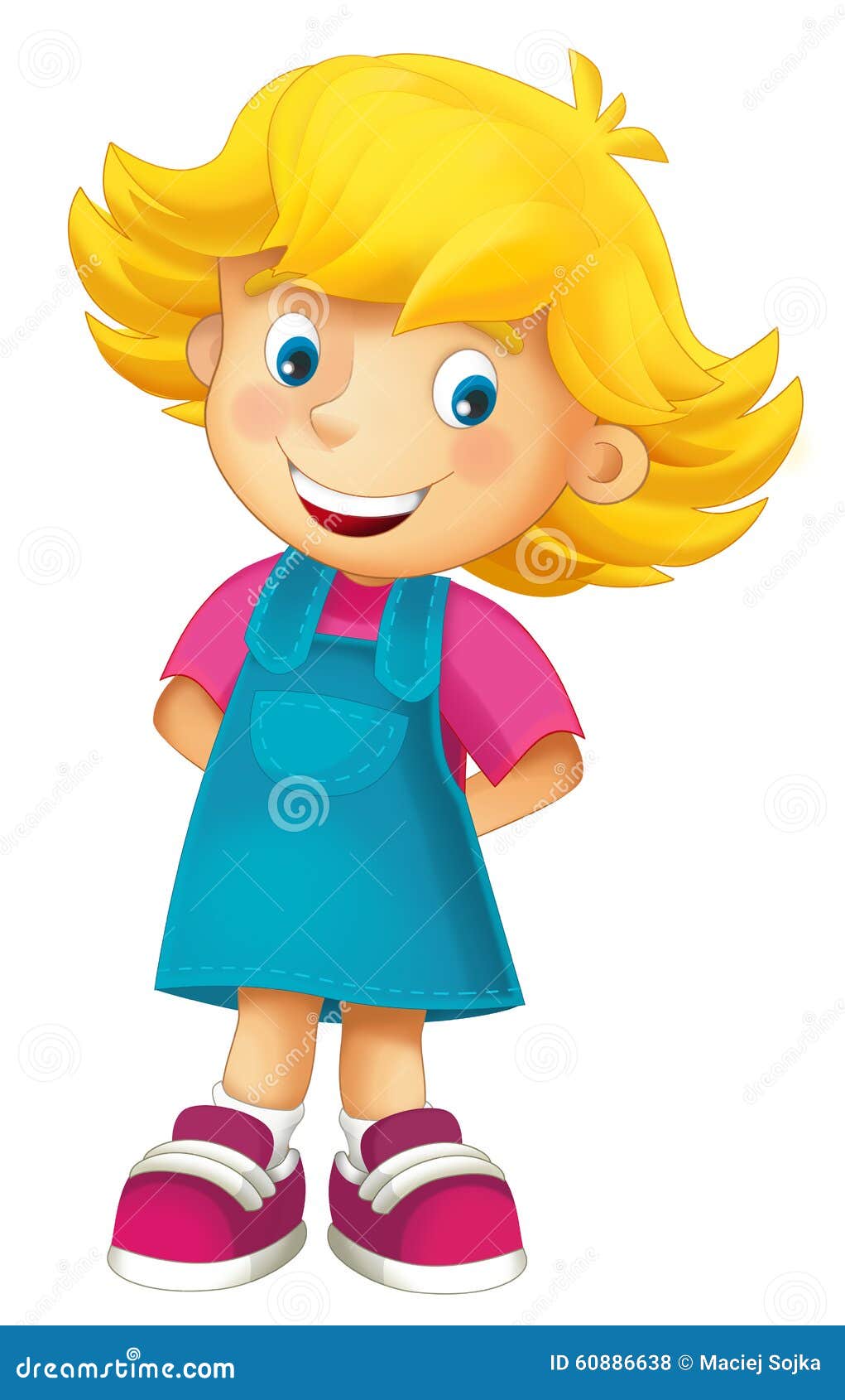 Tecknad Filmbarn - Lycklig Flicka Stock Illustrationer - Illustration ...