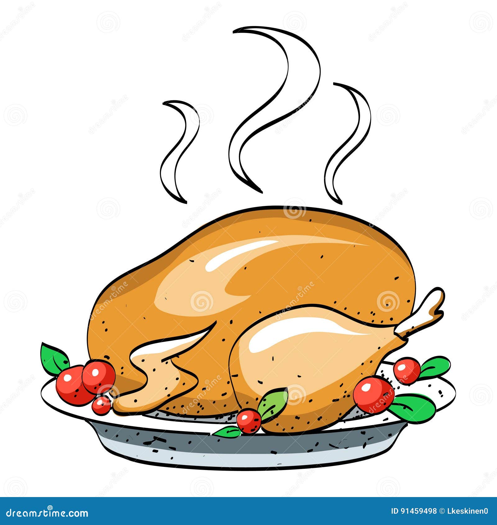 Tecknad Filmbild Av Den Lagade Mat Kalkon Vektor Illustrationer ...
