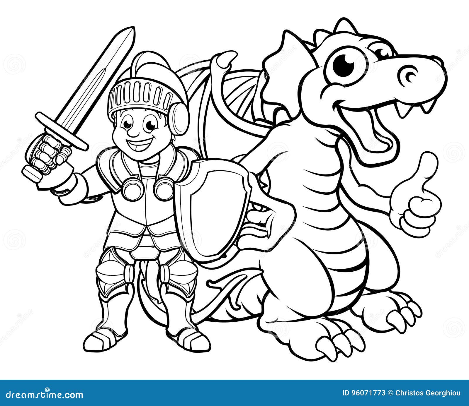 Tecknad Filmdrake Och Riddare Vektor Illustrationer - Illustration av ...