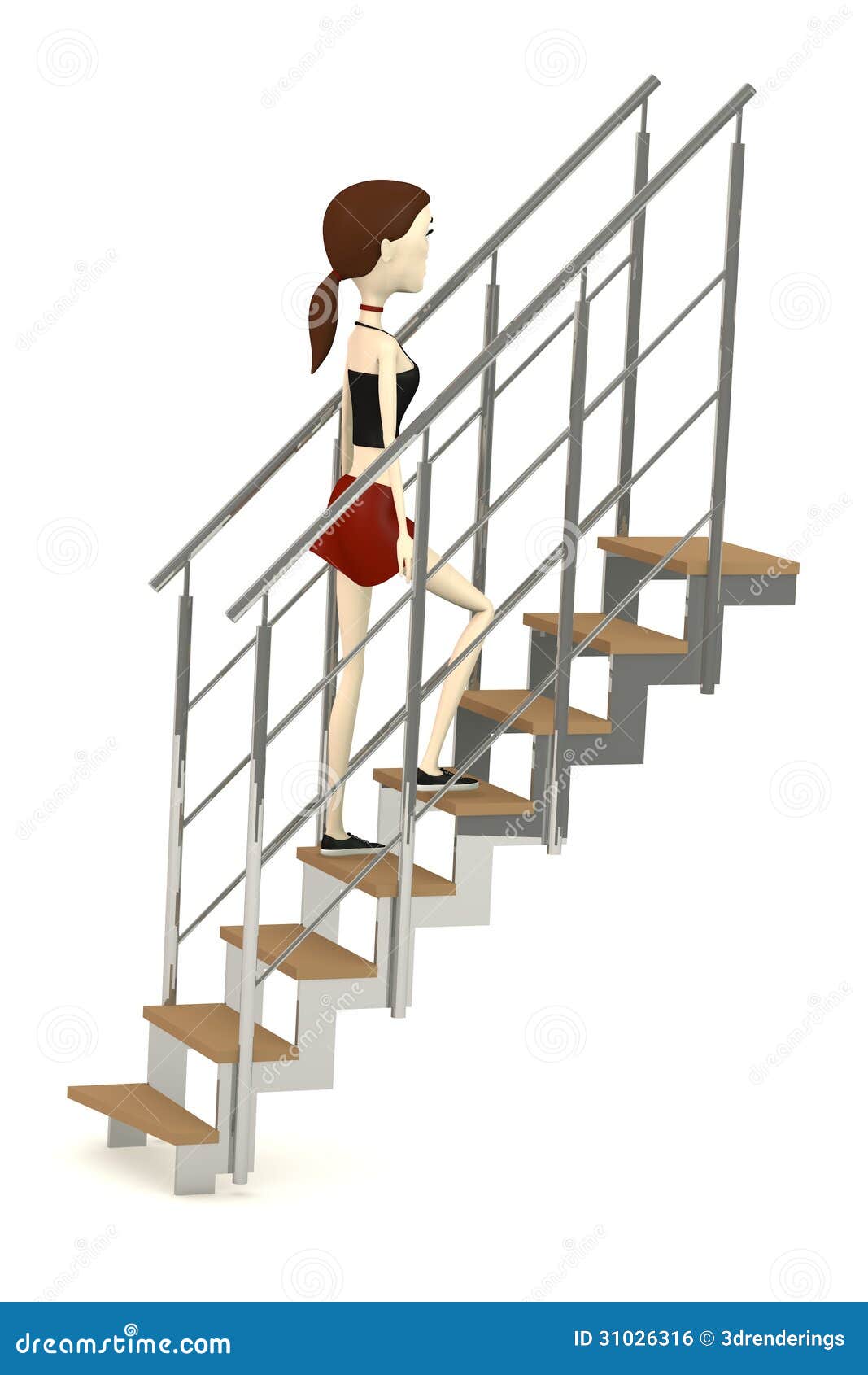 Tecknad Filmflicka På Trappa Stock Illustrationer - Illustration av ...