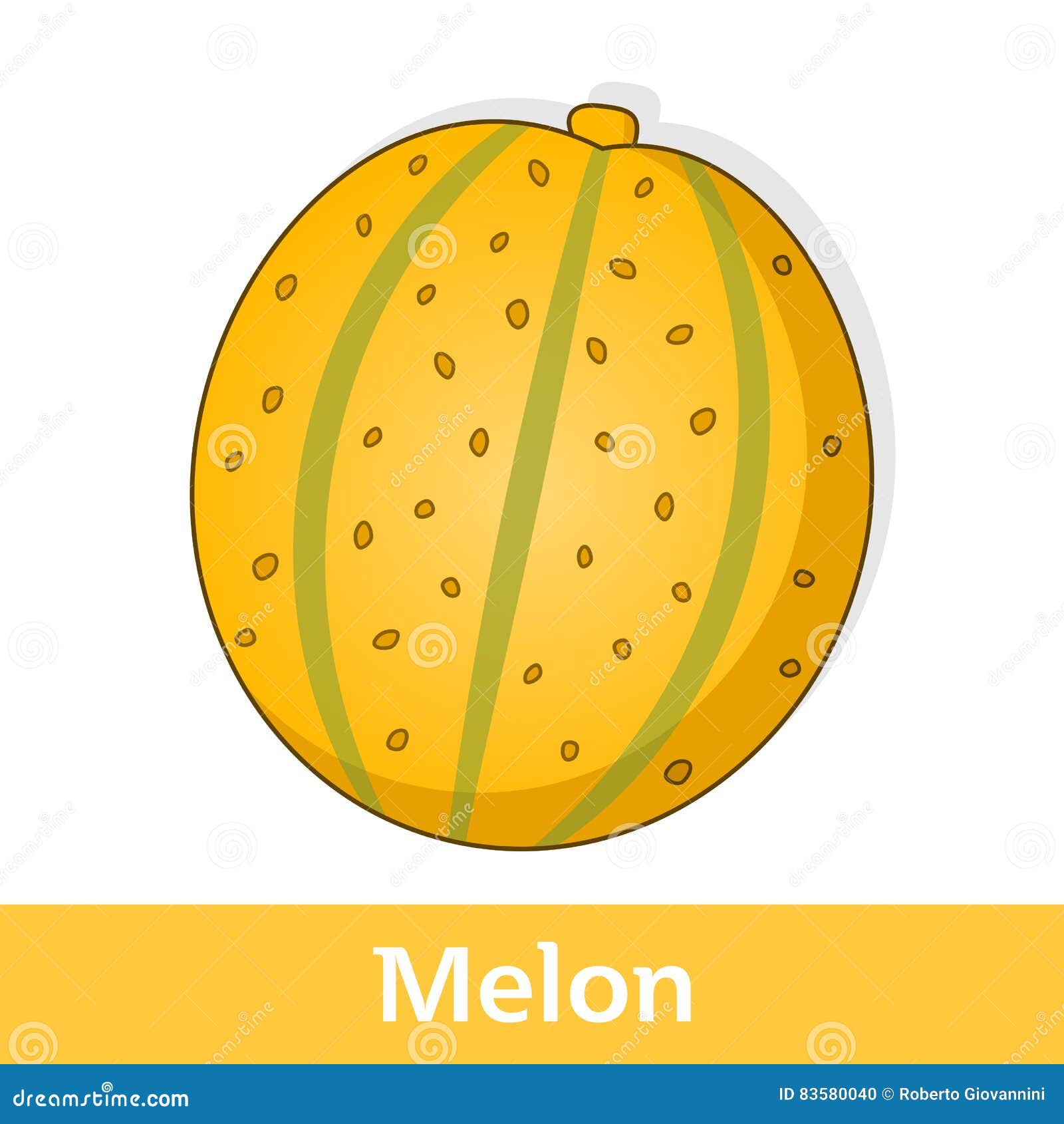 Tecknad Filmfrukt - Stor Gul Melon Vektor Illustrationer - Illustration ...