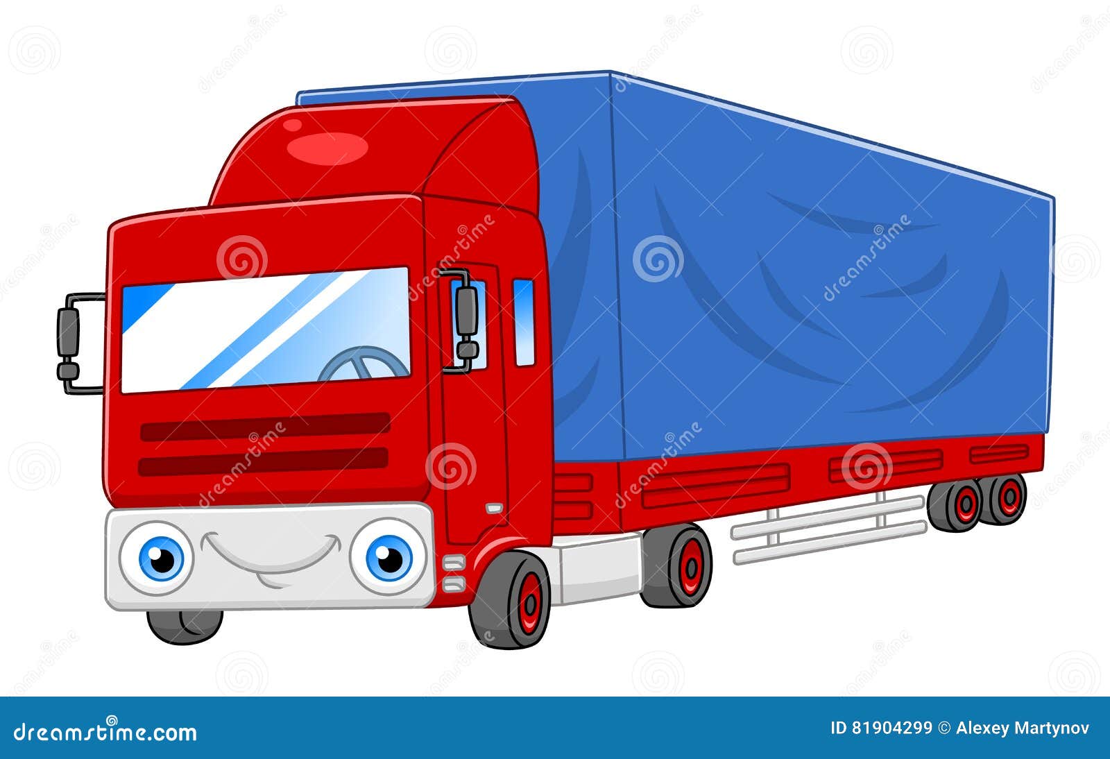 Tecknad filmhalv-lastbil vektor illustrationer. Illustration av gulligt ...