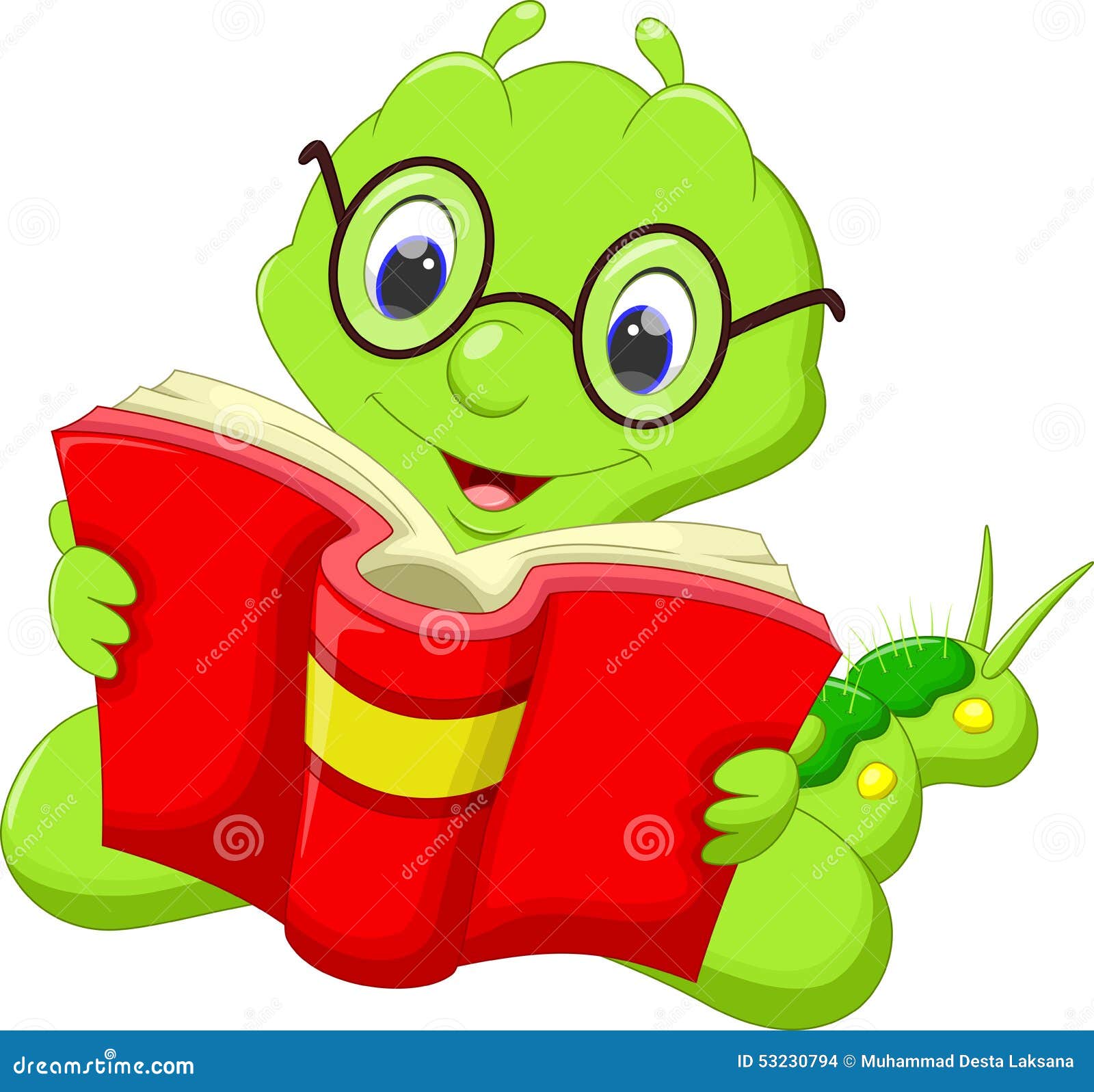 Tecknad Filmlarv Som Läser En Bok Stock Illustrationer - Illustration ...