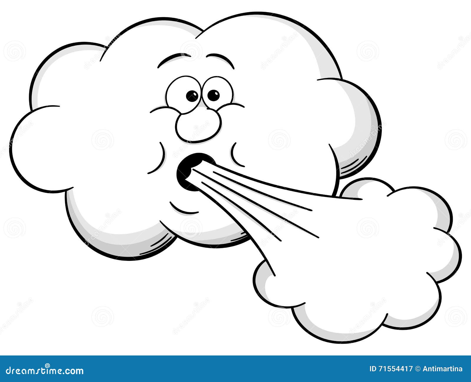 Tecknad Filmmolnet Blåser Vind Vektor Illustrationer - Illustration av ...