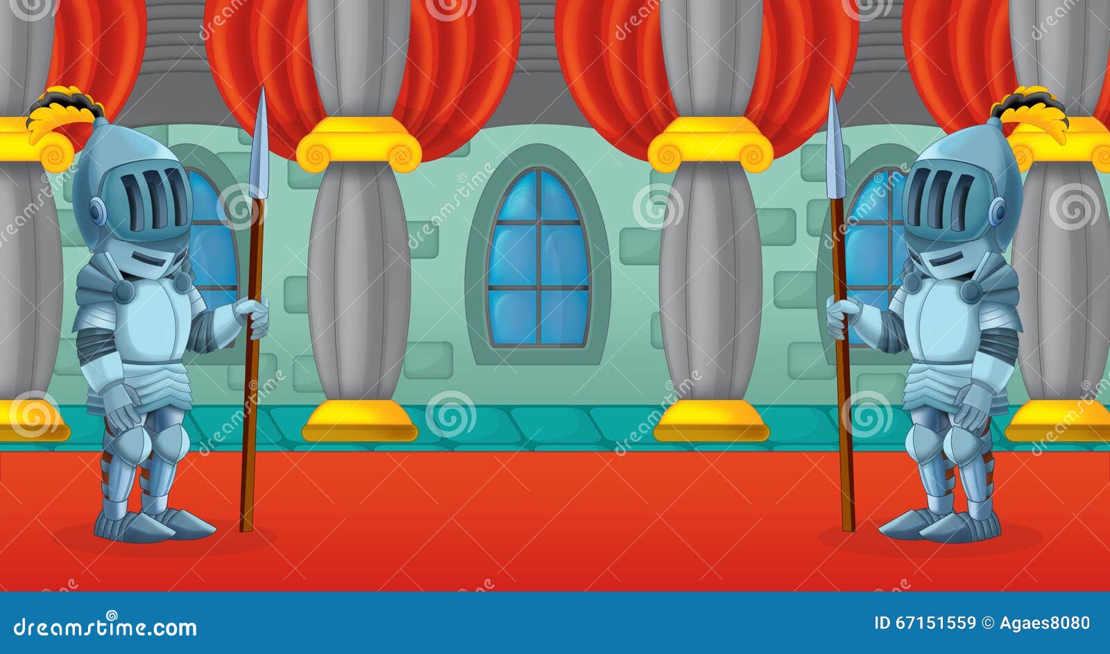 Tecknad Filmplats Med Riddare Stock Illustrationer - Illustration av ...