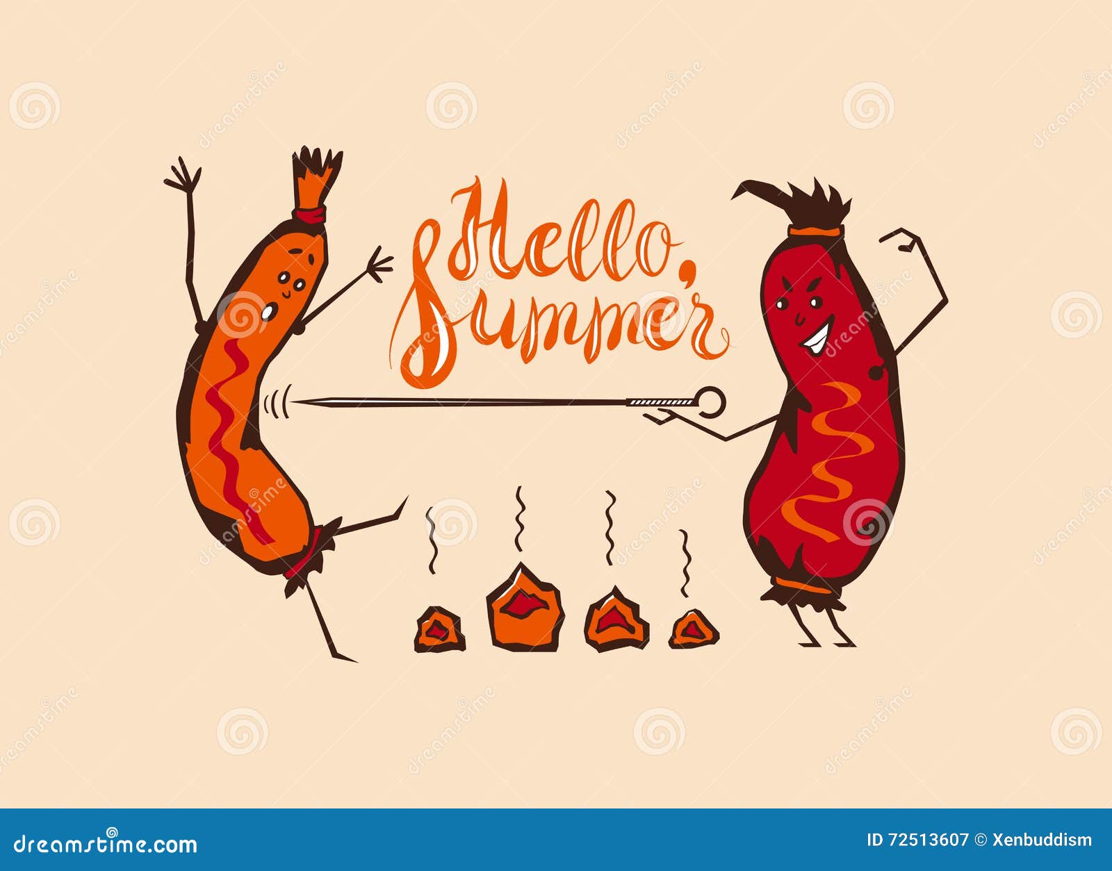 Tecknad filmsommarBBQ stock illustrationer. Illustration av snabbt ...