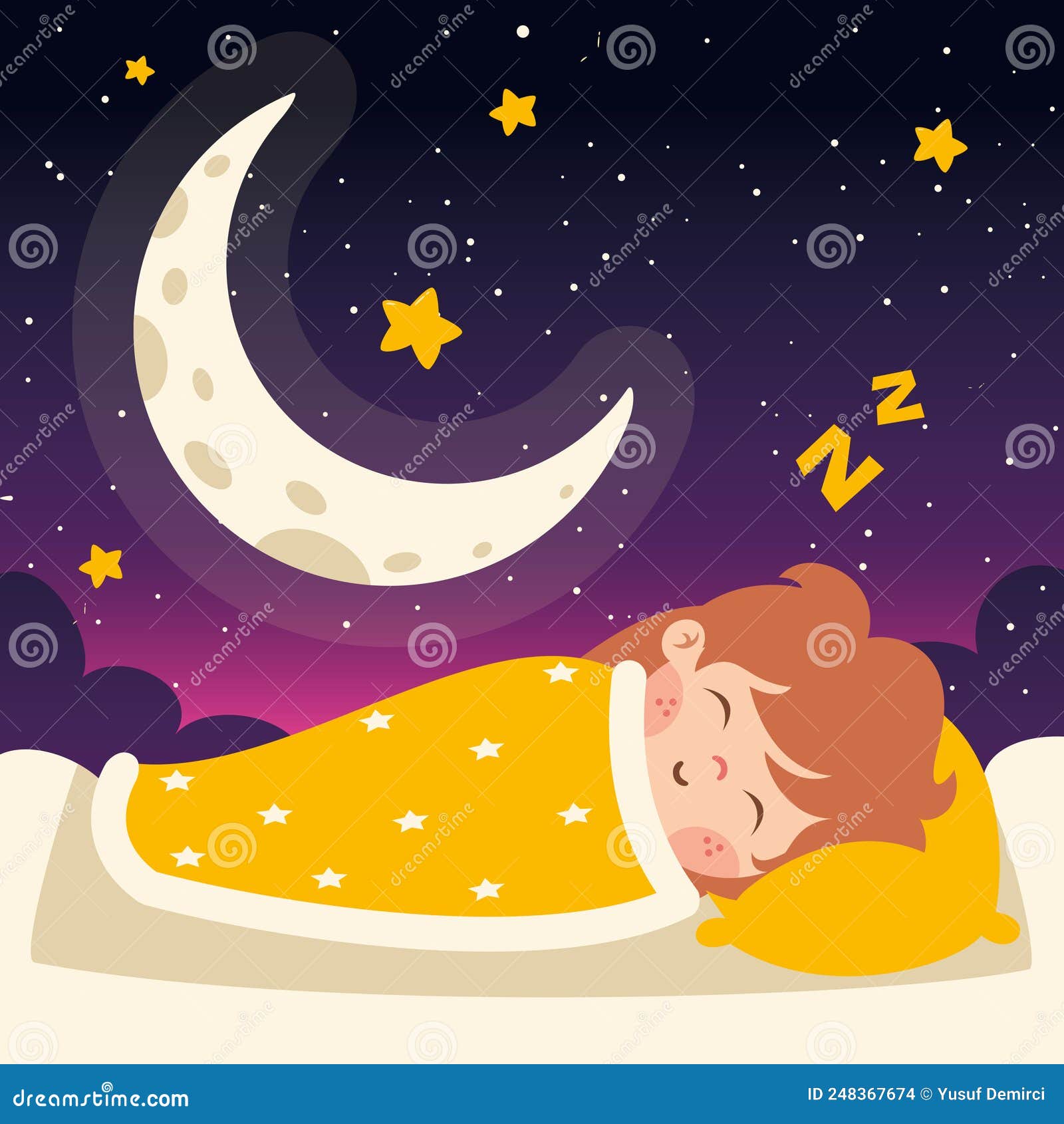 Tecknad Illustration Av Att Barn Sover Stock Illustrationer ...