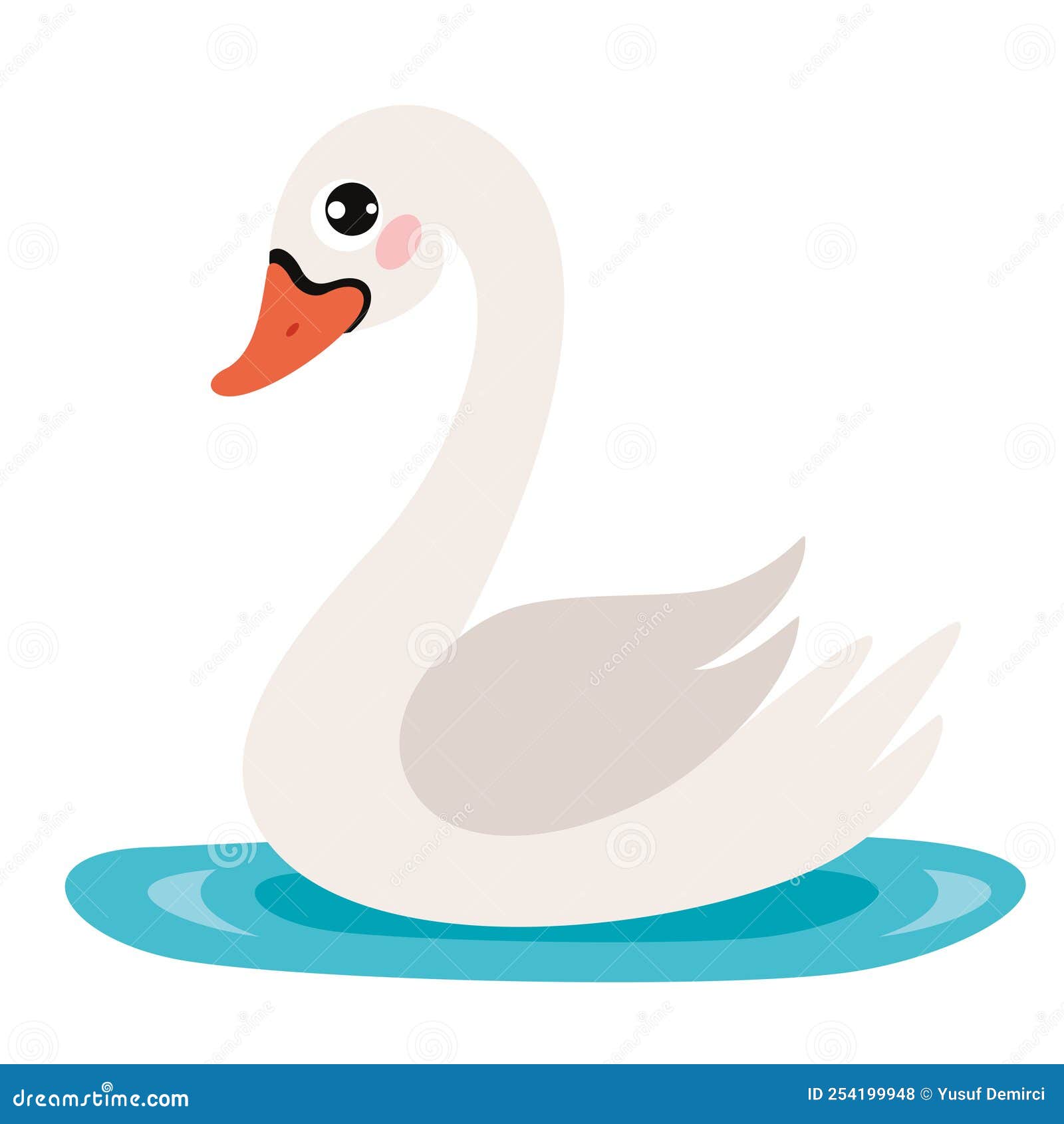 Tecknad Illustration Av En Svan Vektor Illustrationer - Illustration av ...