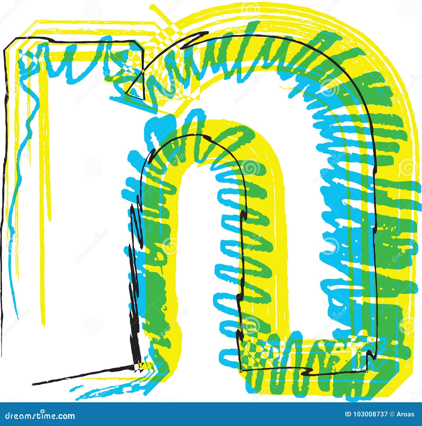 Tecknad Stilsortshand Bokstav N Vektor Illustrationer - Illustration av ...