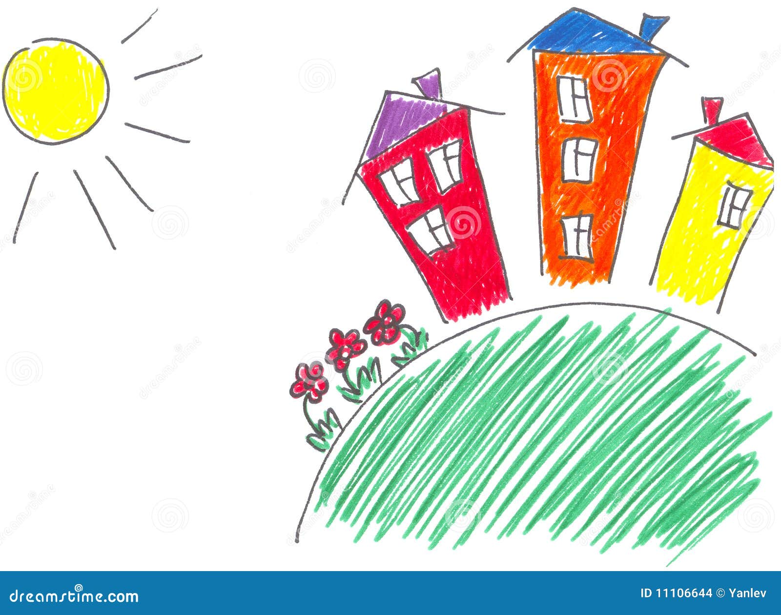 Tecknade hus stock illustrationer. Illustration av lawn - 11106644