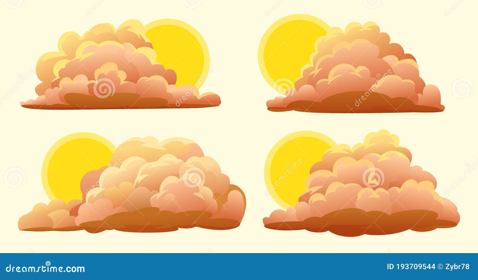 Tecknade moln vektor illustrationer. Illustration av isolerat - 193709544