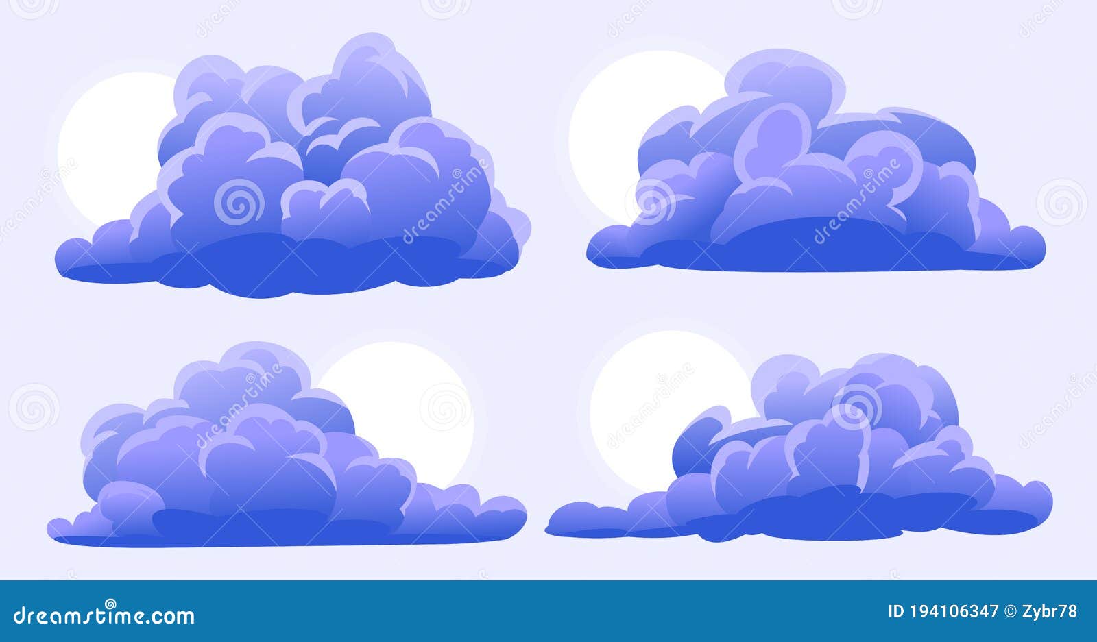 Tecknade moln vektor illustrationer. Illustration av utformning - 194106347
