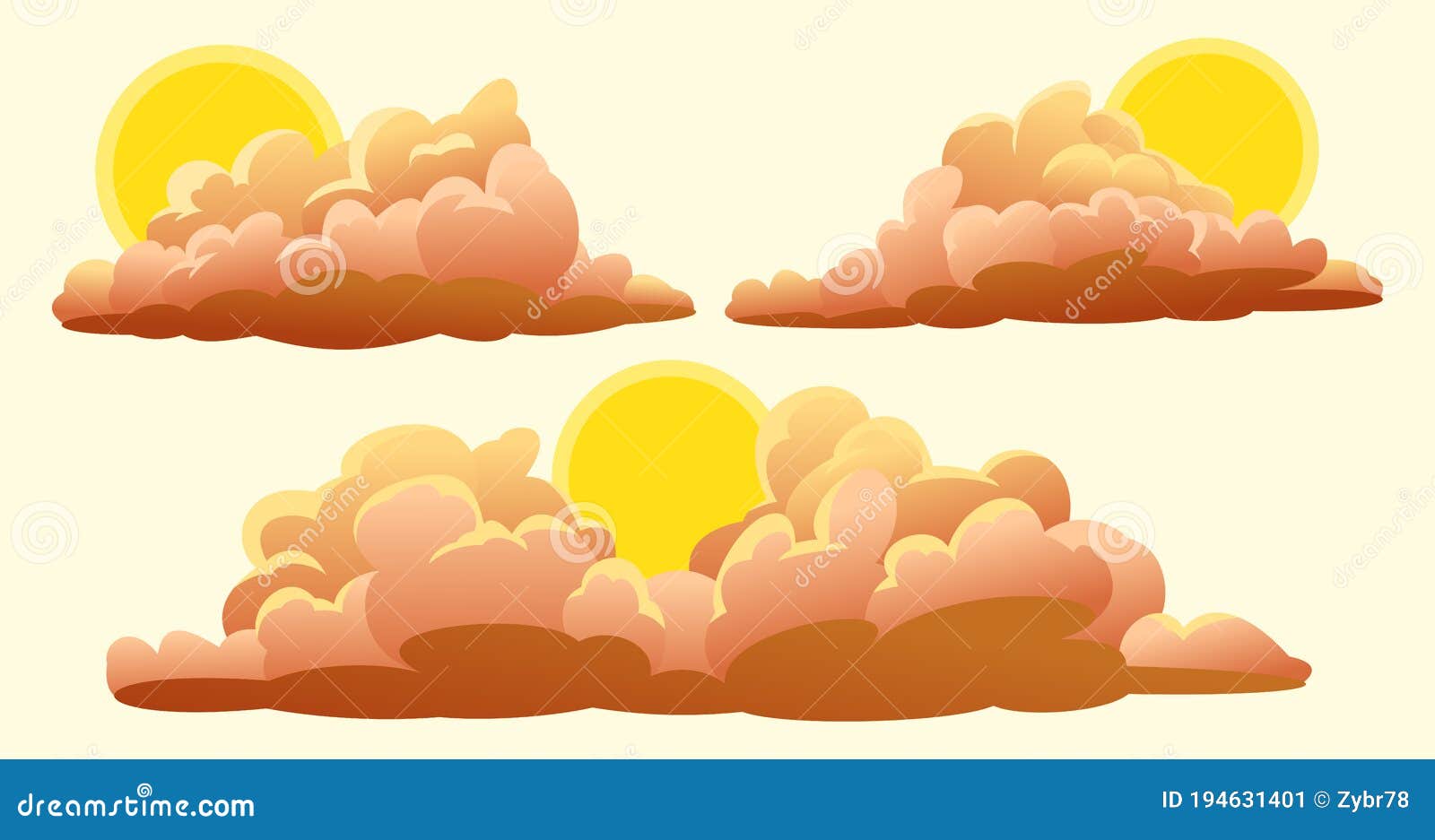 Tecknade moln vektor illustrationer. Illustration av tecknad - 194631401