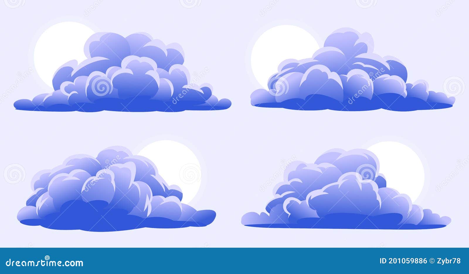 Tecknade moln vektor illustrationer. Illustration av tecknad - 201059886