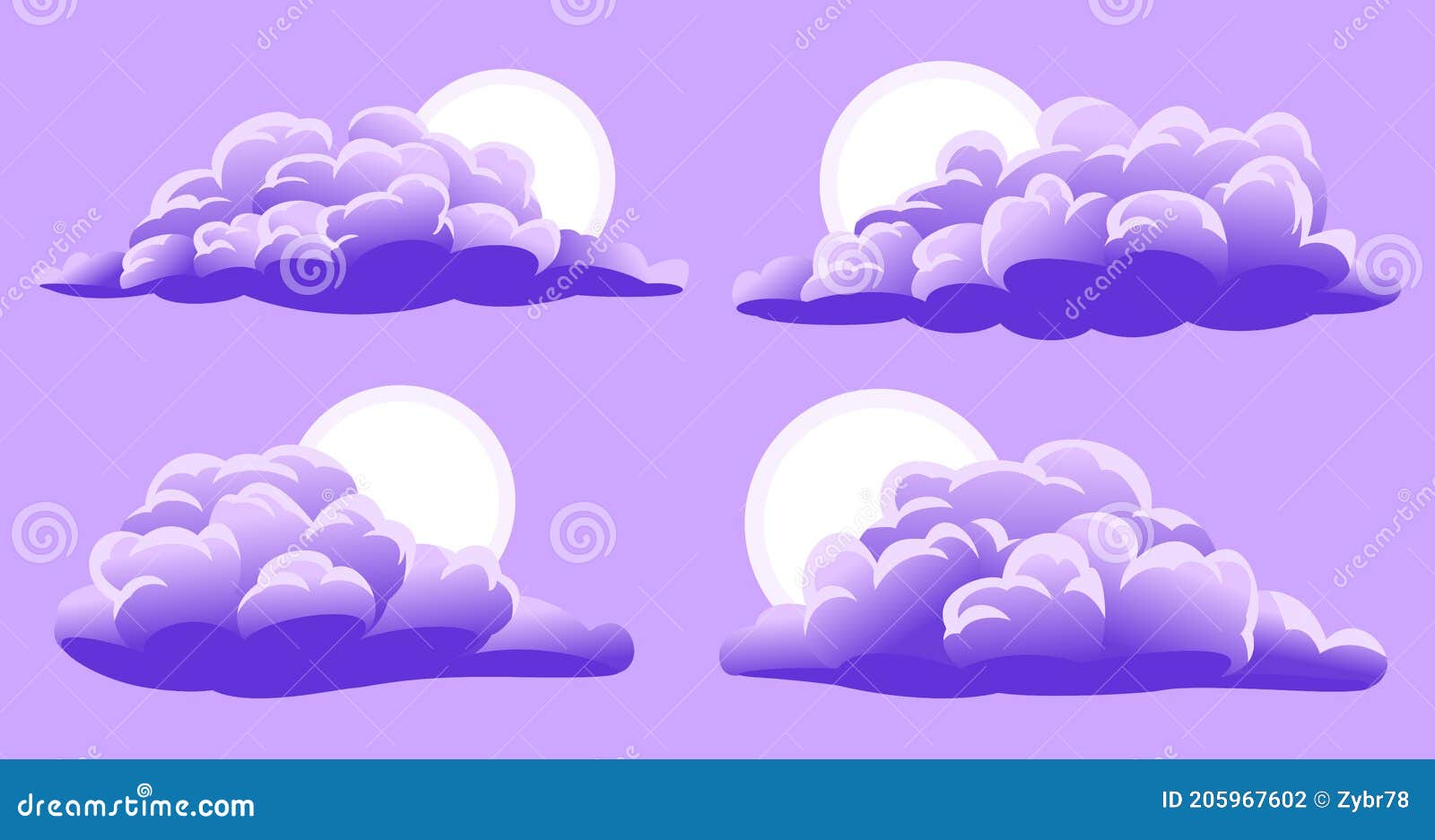 Tecknade moln vektor illustrationer. Illustration av bubbla - 205967602