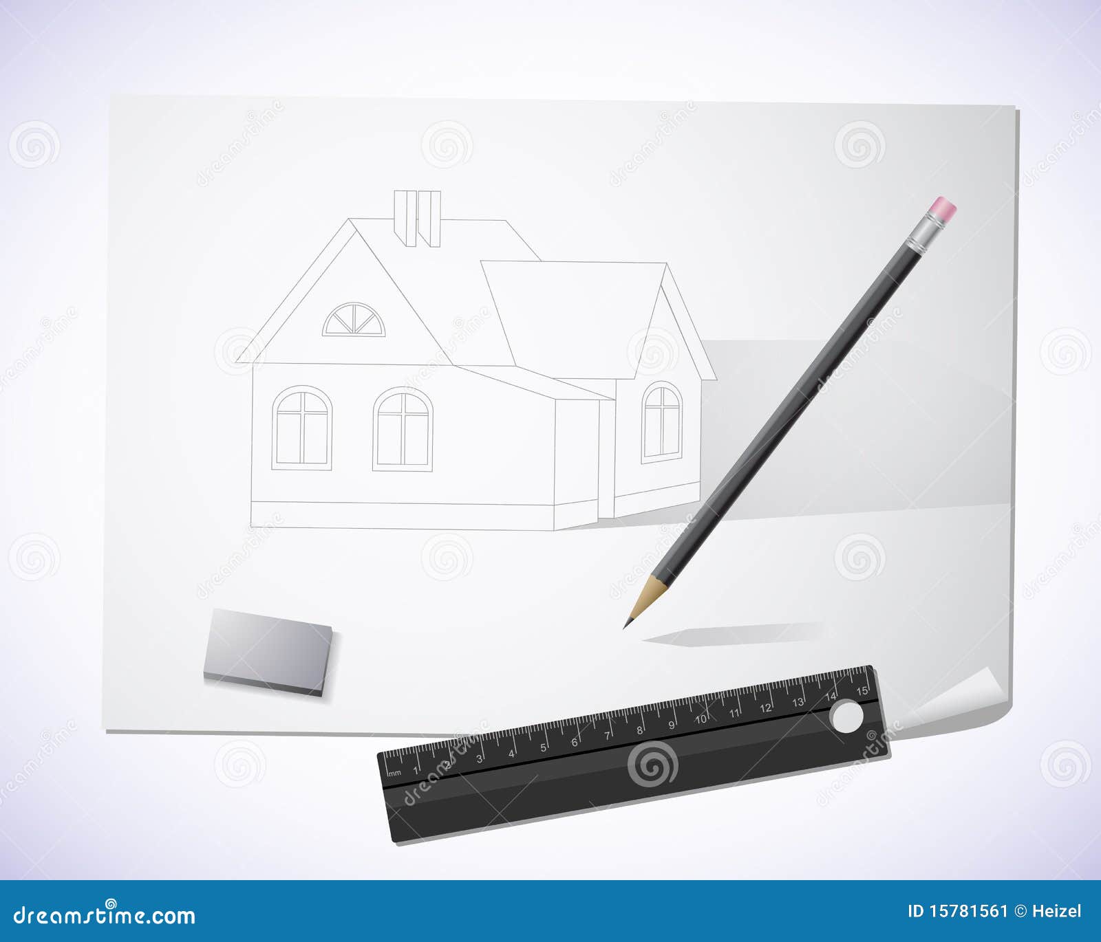 Tecknat hus vektor illustrationer. Illustration av objekt - 15781561