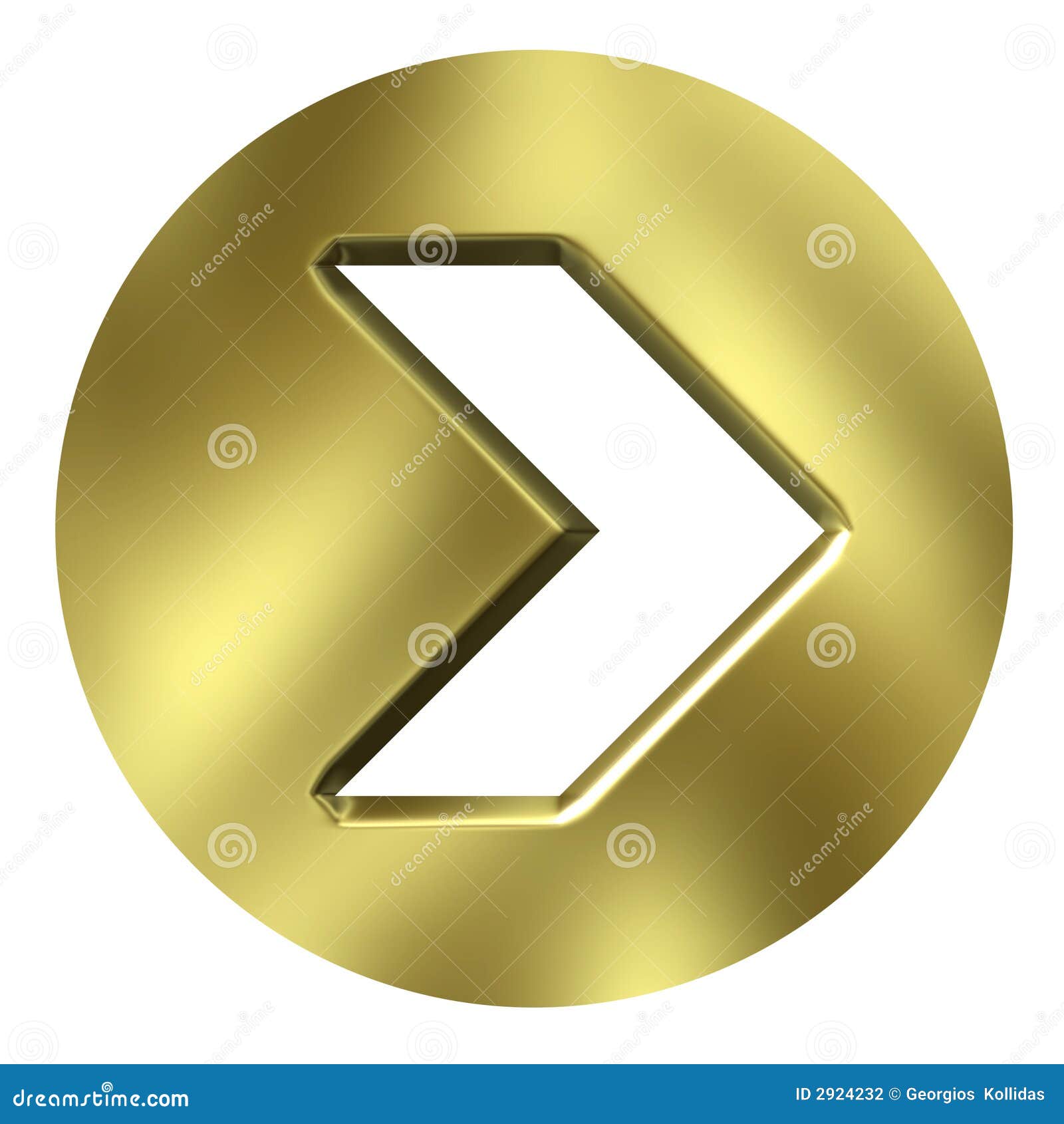 Tecla dourada da seta 3D ilustração stock. Ilustração de circular - 2924232
