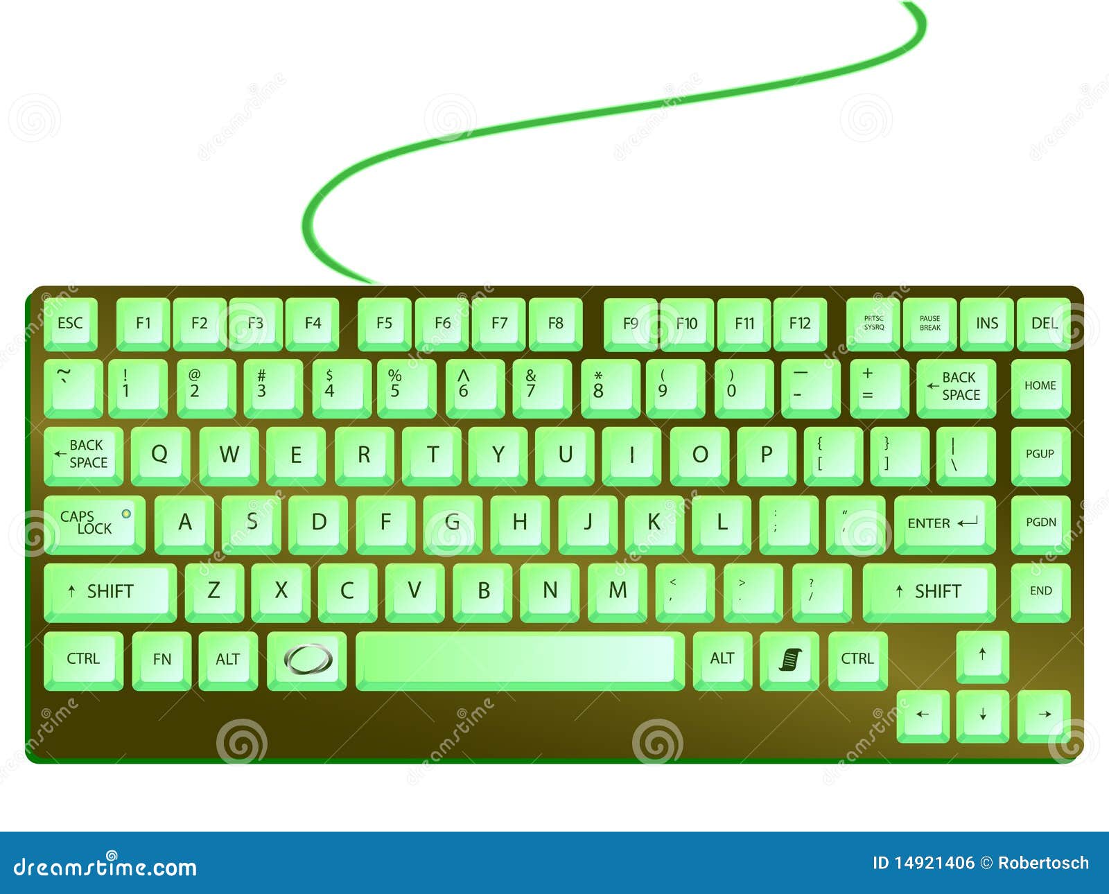 Teclado brillante verde ilustración del vector. Ilustración de clave ...