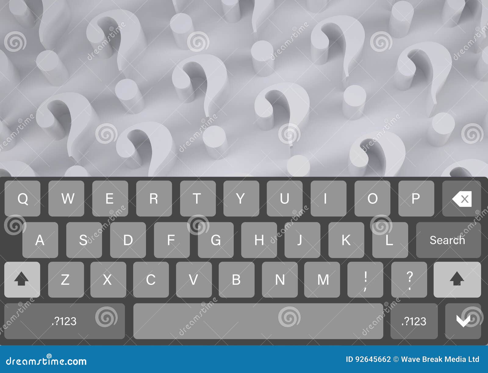Teclado Con Los Signos De Interrogación App Stock de ilustración ...