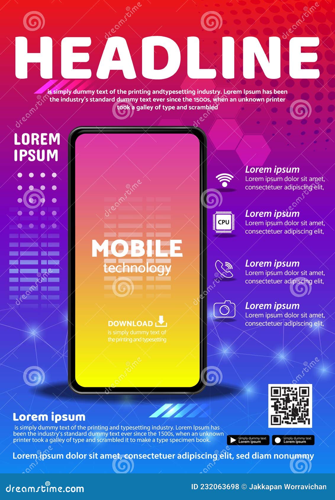 Tecno App Flyer Poster Background Design Illustration Vector 04 ...