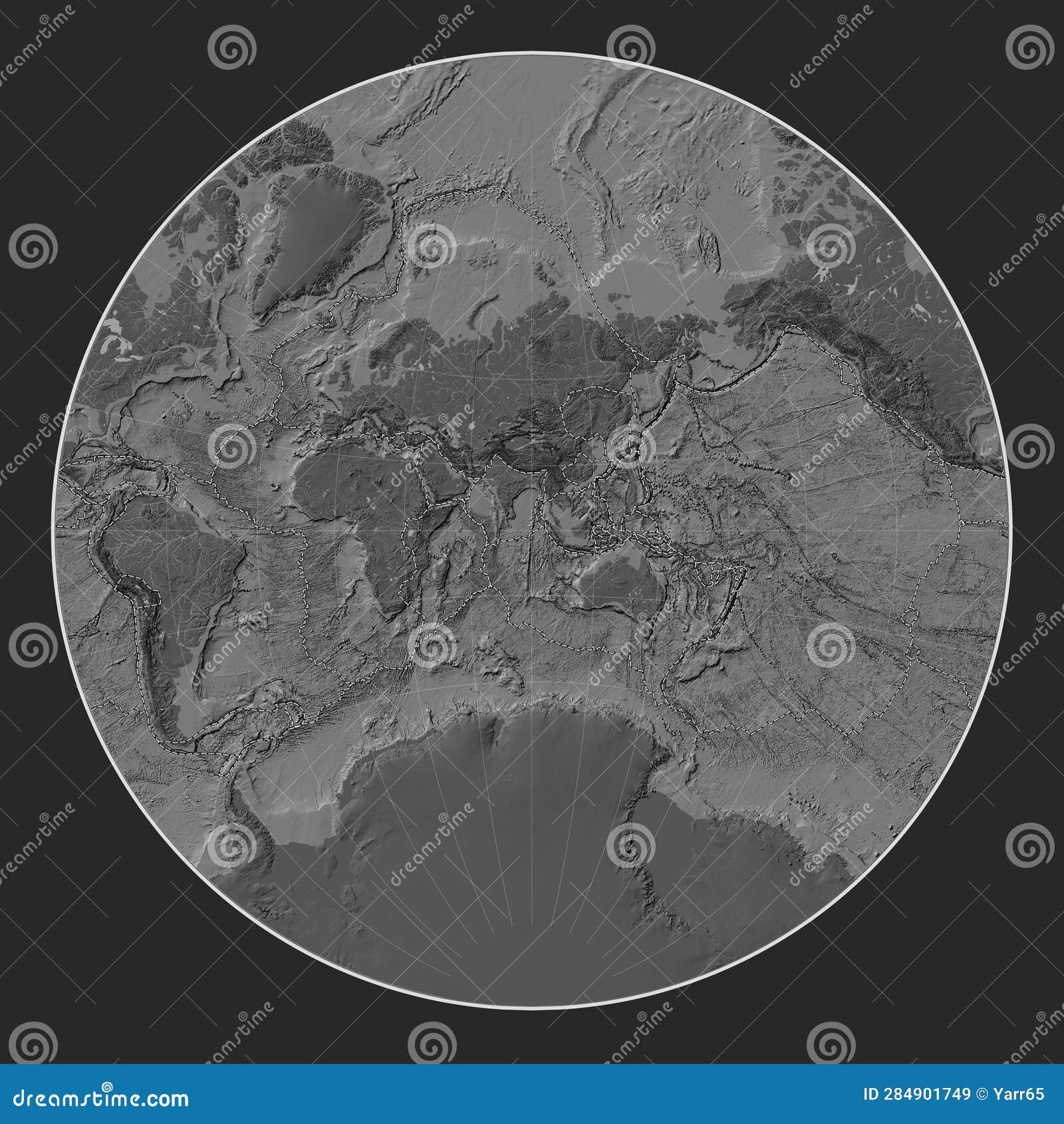Tectonic Plate Boundaries on the World Bilevel Map - 90 PM. Lagr Stock ...