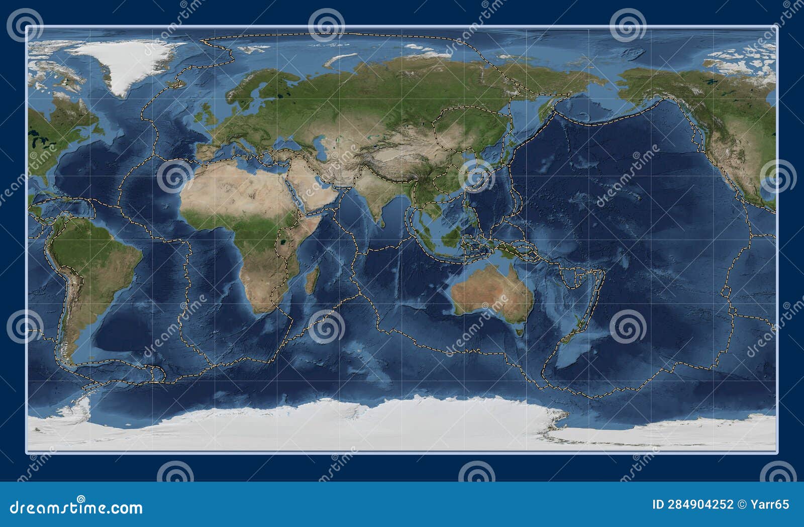 Tectonic Plate Boundaries on the World Satellite Map - 90 PM. Pa Stock ...