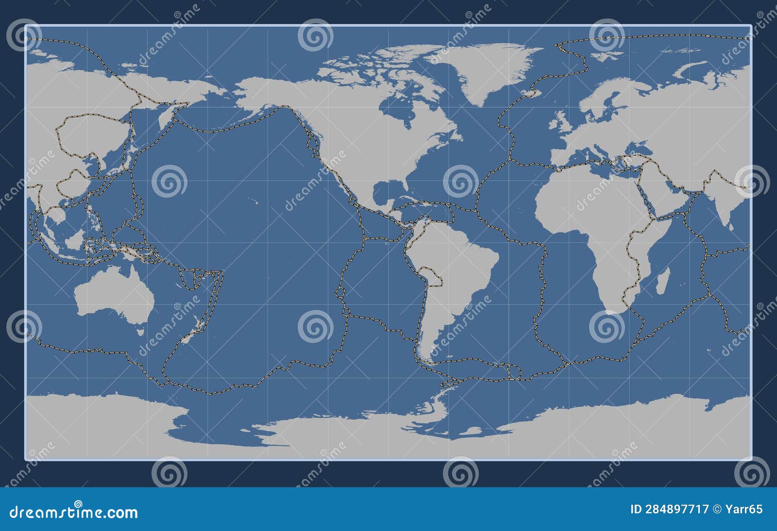 Tectonic Plate Boundaries on the World Contour Map - -90 PM. Com Stock ...