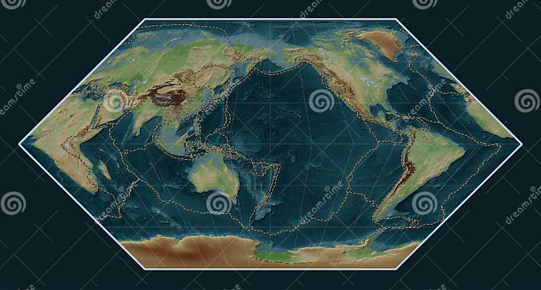 Tectonic Plate Boundaries on the World Wiki Map - 180 PM. Eckert Stock ...