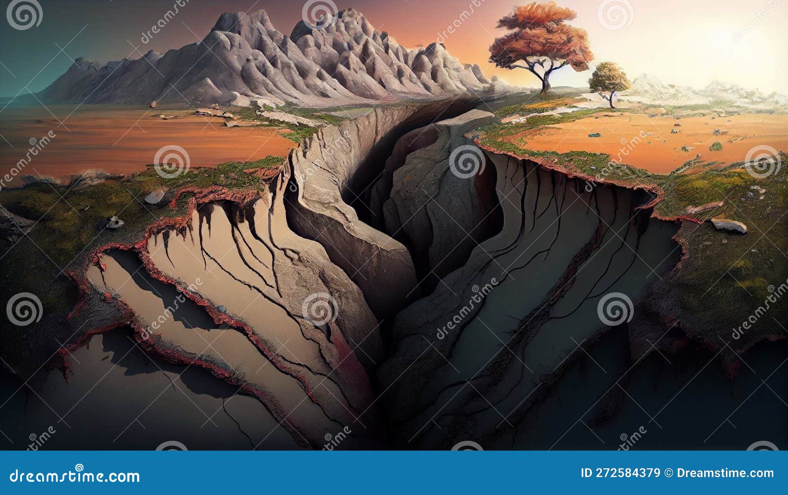 Tectonic plate huge crack stock illustration. Illustration of petrology ...