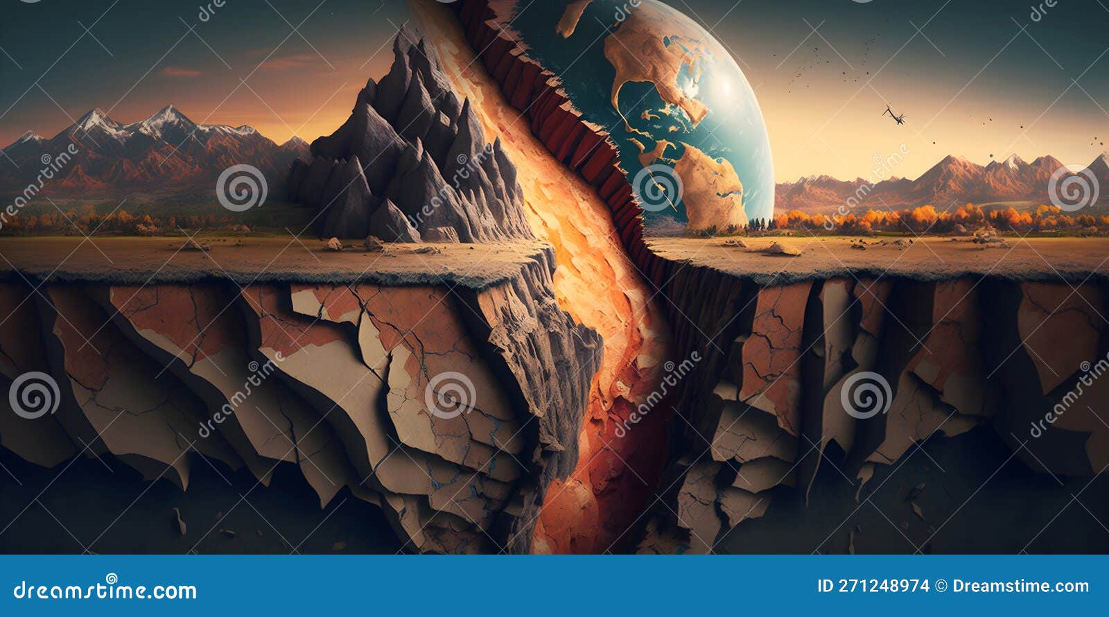 Tectonic Plate Shift and Tectonic Fault Concept. Generative AI Stock ...