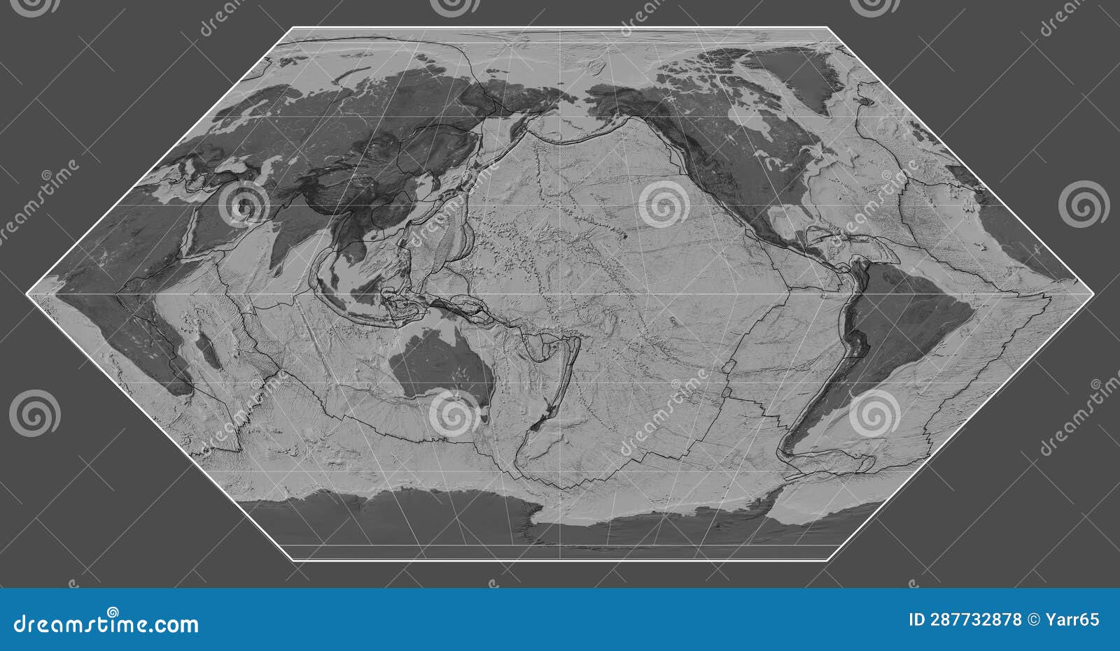 Tectonic Plates. Bilevel. Eckert I Projection 180 Stock Illustration ...