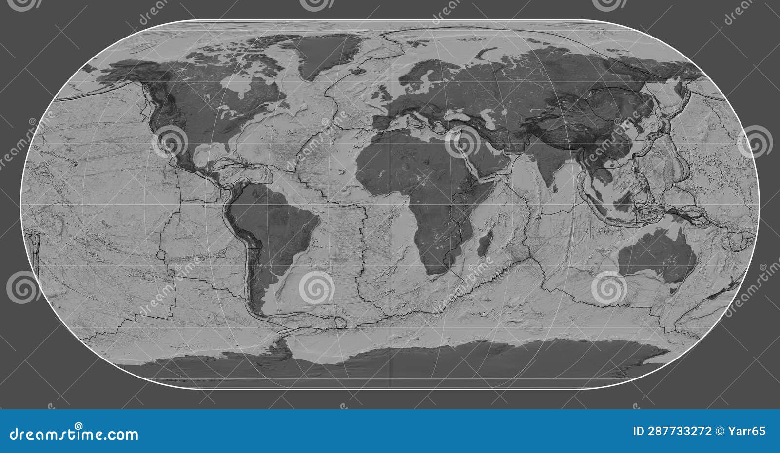Tectonic Plates. Bilevel. Eckert III Projection 0 Stock Illustration ...