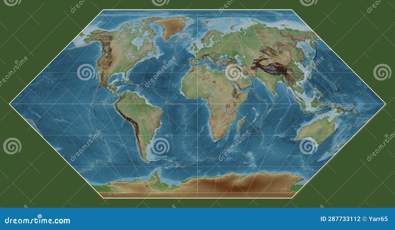 Tectonic Plates. Colored Elevation. Eckert I Projection 0 Stock ...