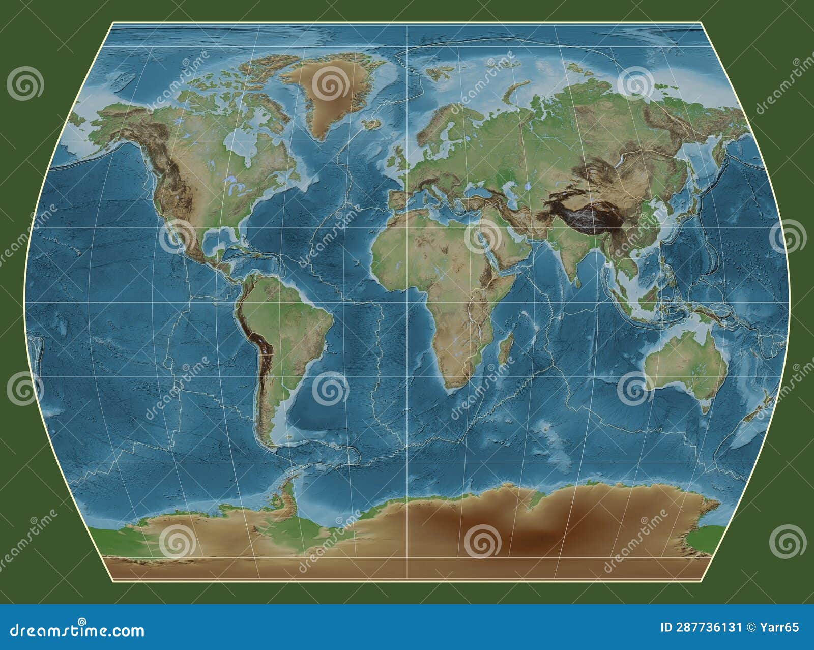 Tectonic Plates. Colored Elevation. Times Projection 0 Stock ...
