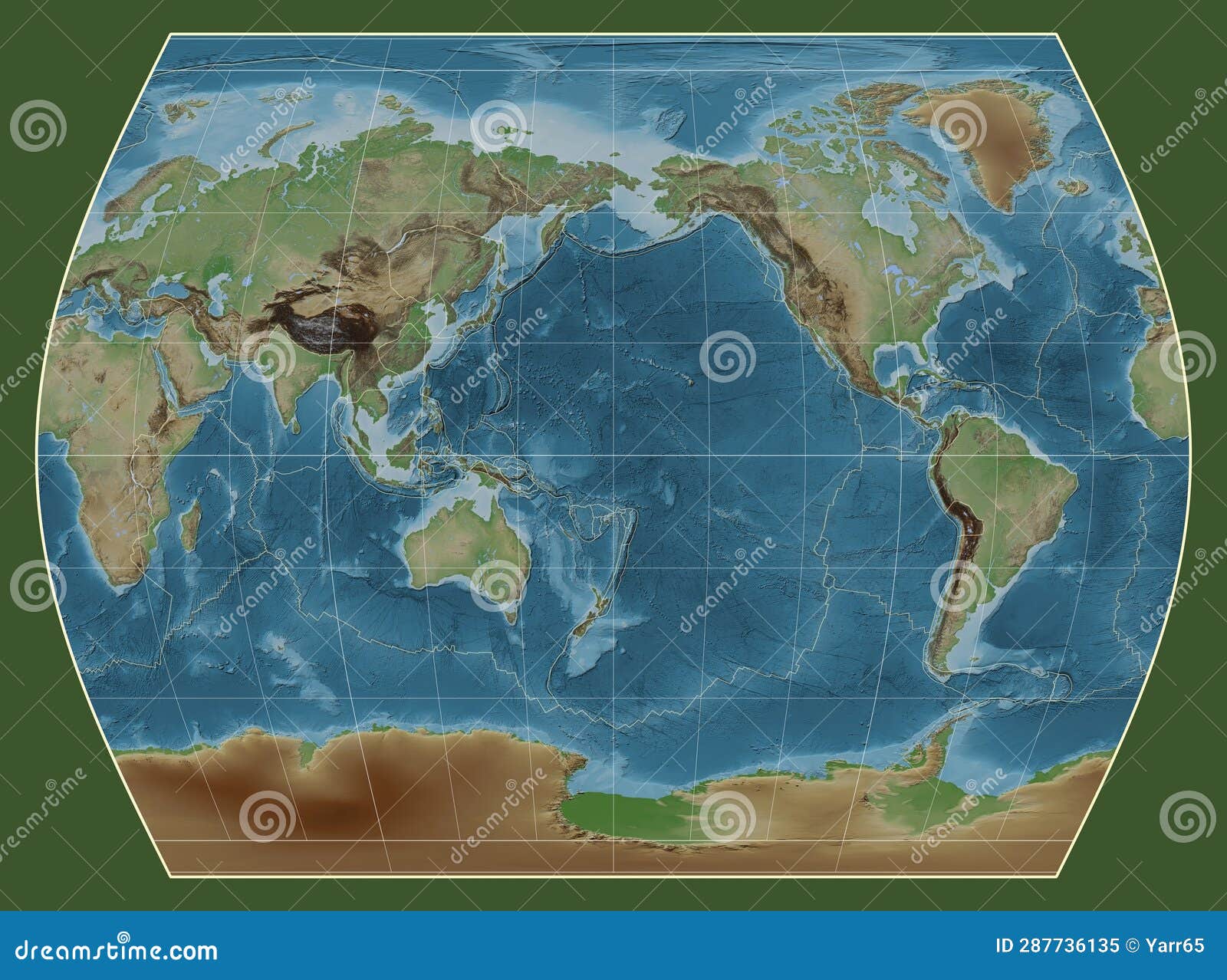 Tectonic Plates. Colored Elevation. Times Projection 180 Stock ...