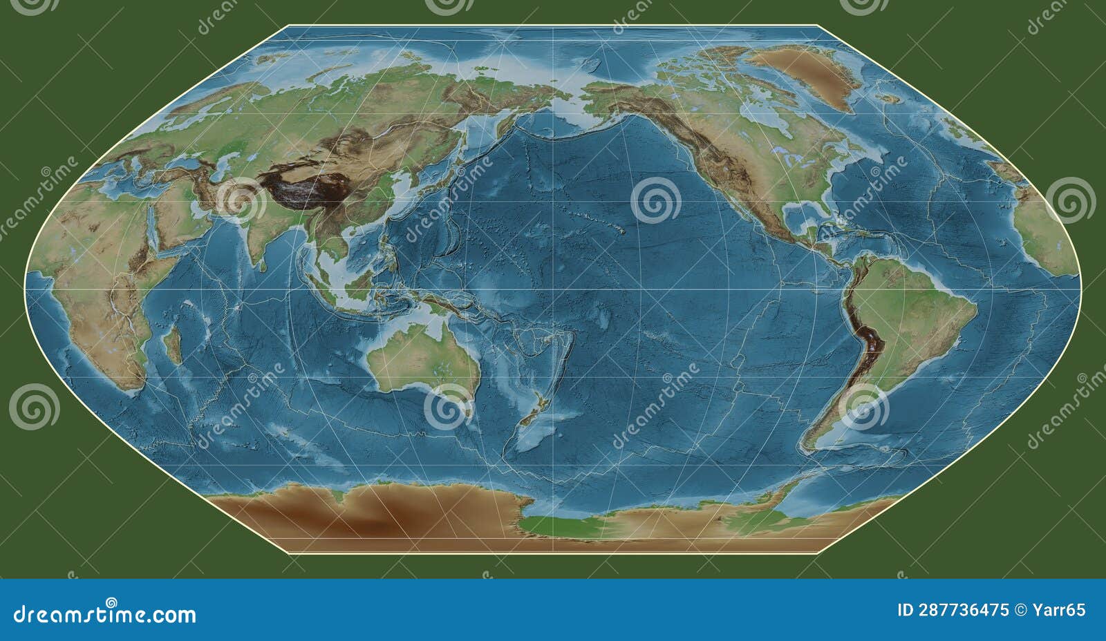 Tectonic Plates. Colored Elevation. Winkel I Projection 180 Stock ...