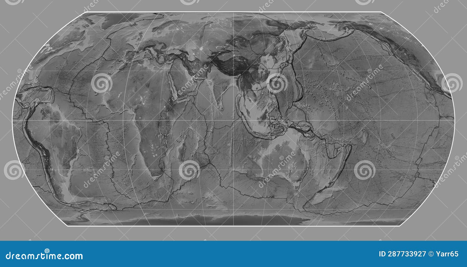 Tectonic Plates. Grayscale. Hatano Asymmetrical Equal Area Proje Stock ...