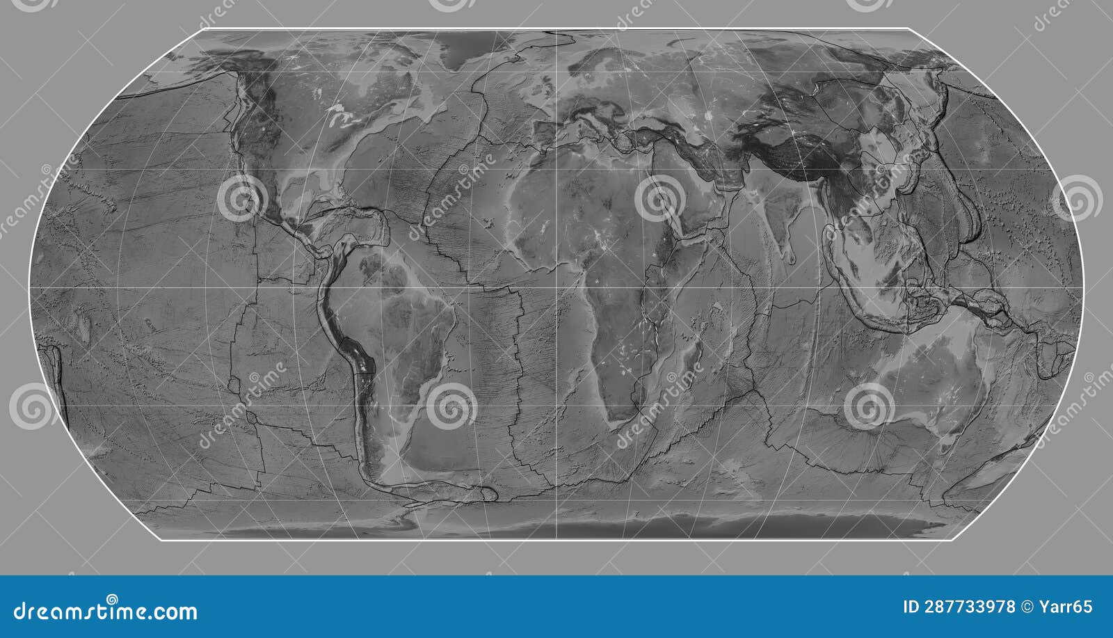Tectonic Plates. Grayscale. Hatano Asymmetrical Equal Area Proje Stock ...